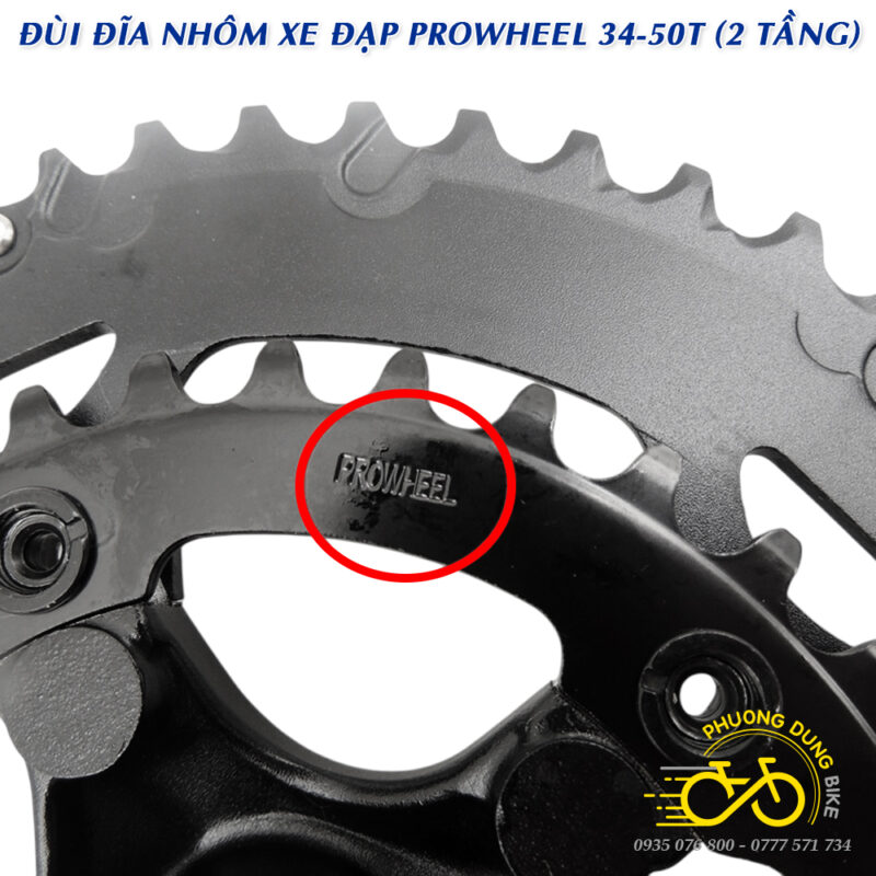 Đùi dĩa (Giò dĩa) nhôm xe đạp 2 Tầng Prowheel 34-50T | Xe đạp Phượng Dũng
