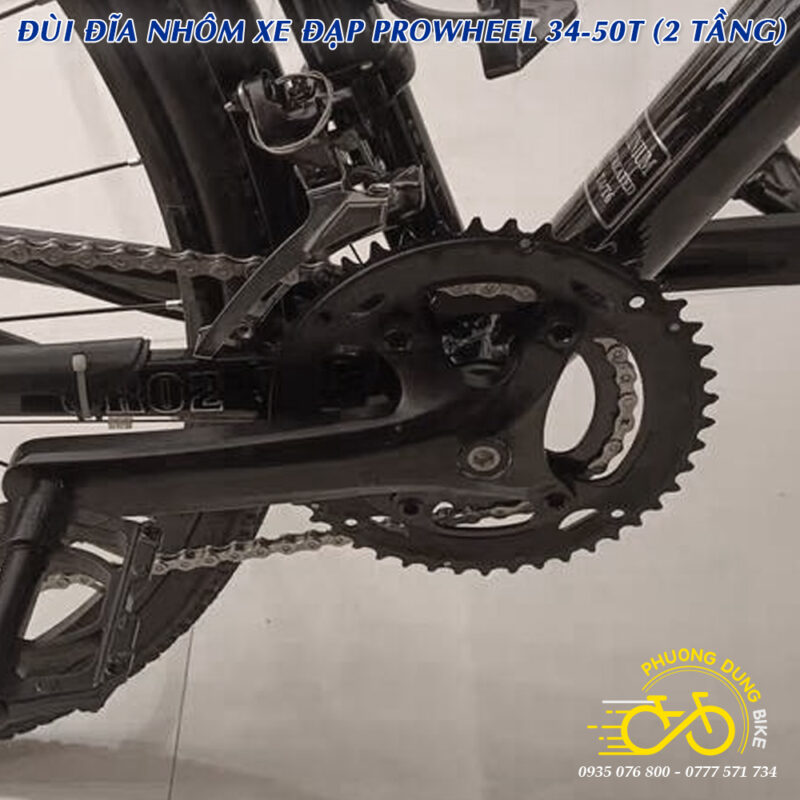Đùi dĩa (Giò dĩa) nhôm xe đạp 2 Tầng Prowheel 34-50T | Xe đạp Phượng Dũng