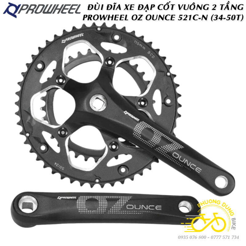 Đùi dĩa (Giò dĩa) nhôm cốt vuông xe đạp 2 Tầng PROWHEEL OUNCE-521C-N 34 ...