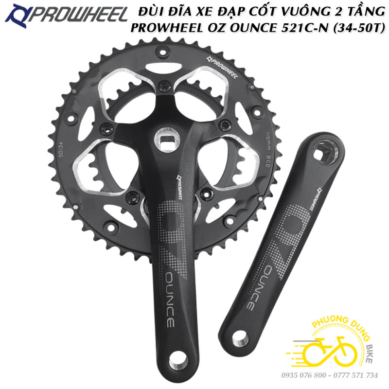 Đùi dĩa (Giò dĩa) nhôm cốt vuông xe đạp 2 Tầng PROWHEEL OUNCE-521C-N 34 ...